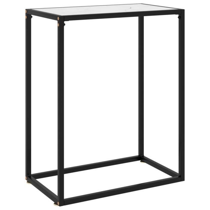 AKOZON Table console Blanc 60x35x75 cm Verre trempé - AKO7867917047602 ...