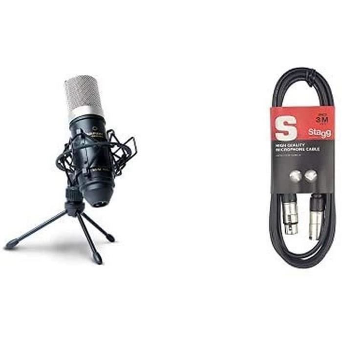 KulfP Micro Studio à Condensateur avec Pied de Bureau et Câble pour Le Podcast Le Streaming Le ...