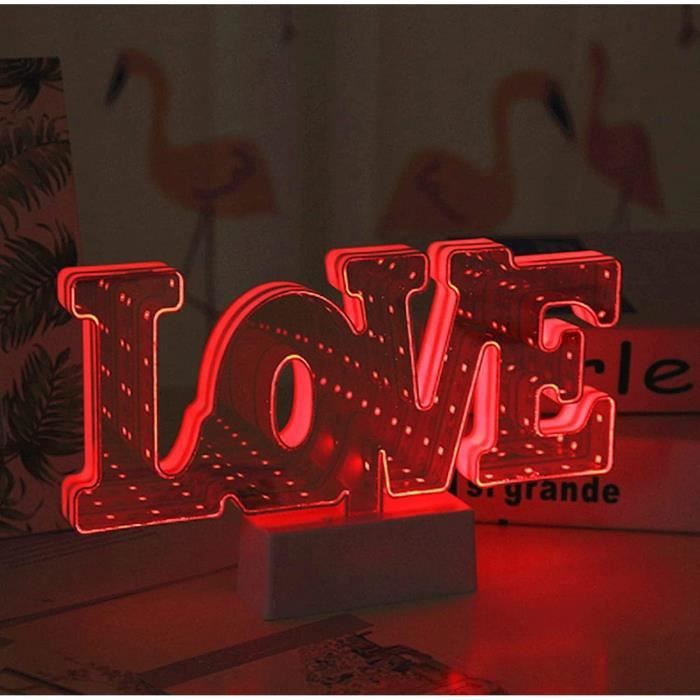 Veilleuse Led, Tunnel Light 3D Infinity Mirror Light Cute Heart Wall ...
