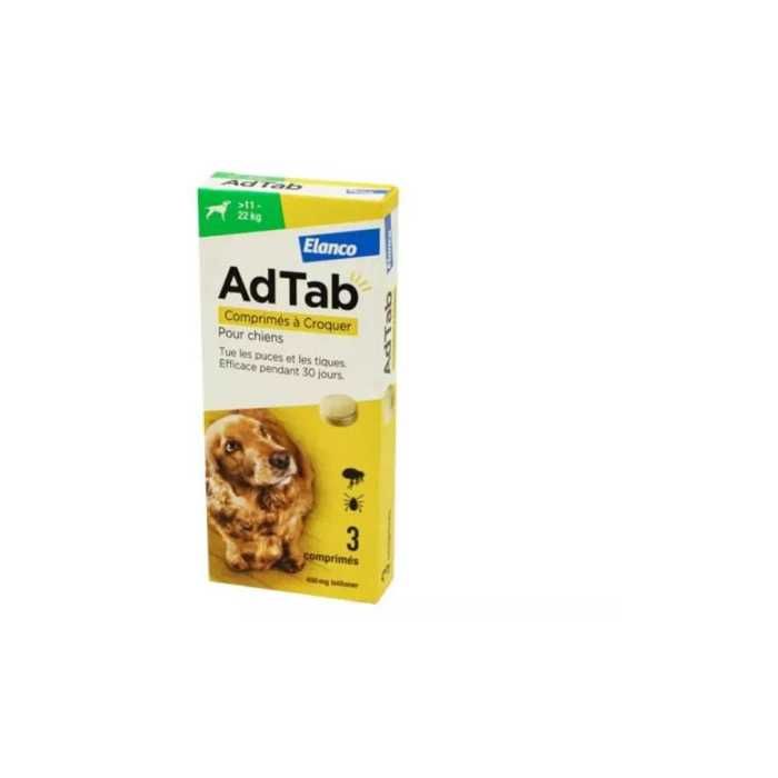 Adtab Antiparasitaires 450Mg Chiens 11 à 22Kg Boite de 3 Comprimés ...