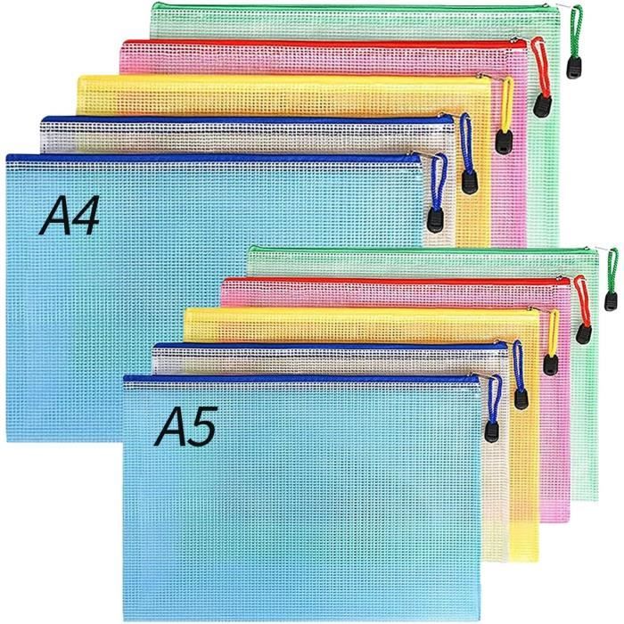 Porte-documents A4 + A5, 10 pièces (5) pochettes à fermeture Éclair, en ...