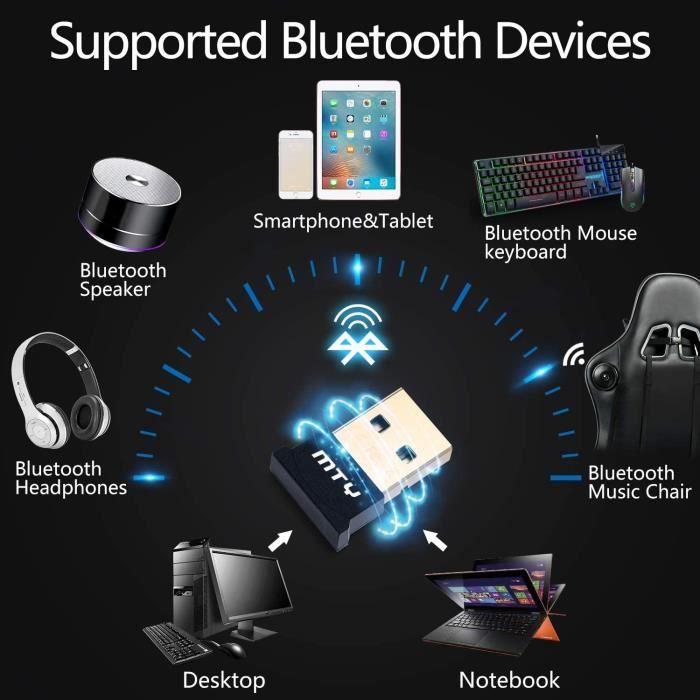 Adaptateur Bluetooth USB sans Fil Dongle Bluetooth Récepteur Émetteur ...
