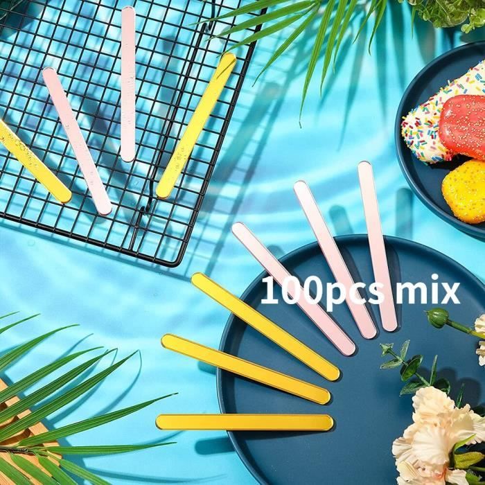 (Gold and Rose Gold)20-100 pièces/ensemble, bâtonnet de crème glacée en ...