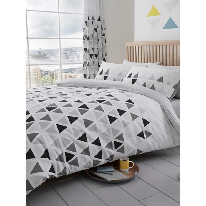 Géo Triangle Housse de couette et taie d'oreiller king size - gris ...