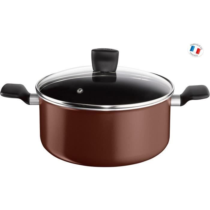 TEFAL Faitout avec Couvercle Aluminium Extra Brownie - 4,7 L - 24 cm - Rouge - Cdiscount Maison