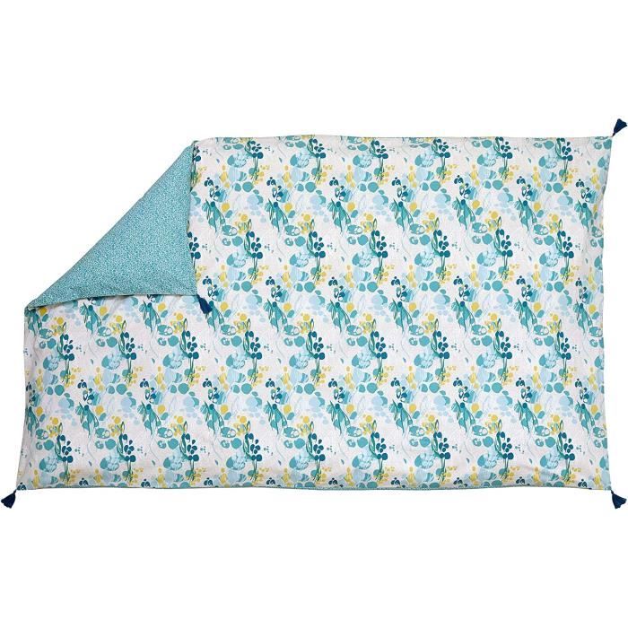 Blanc des Vosges Courtepointe Panoramique Aqua 110 x 180 cm - Percale ...