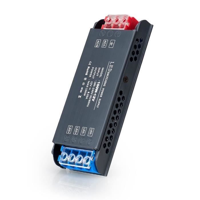 Transformateur 220V 12V Led Driver 100W, Ultra Mince Transfo 8,3A ...