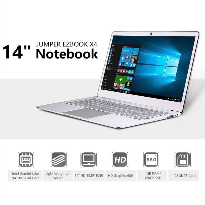 JUMPER EZbook X4 Notebook 14" Portable Ordinateur Windows 10 64 Bit 4GB ...