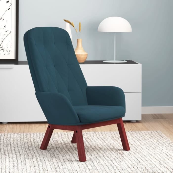 KEENSO Chaise de relaxation Bleu Velours A341228 KN005 - Cdiscount Maison
