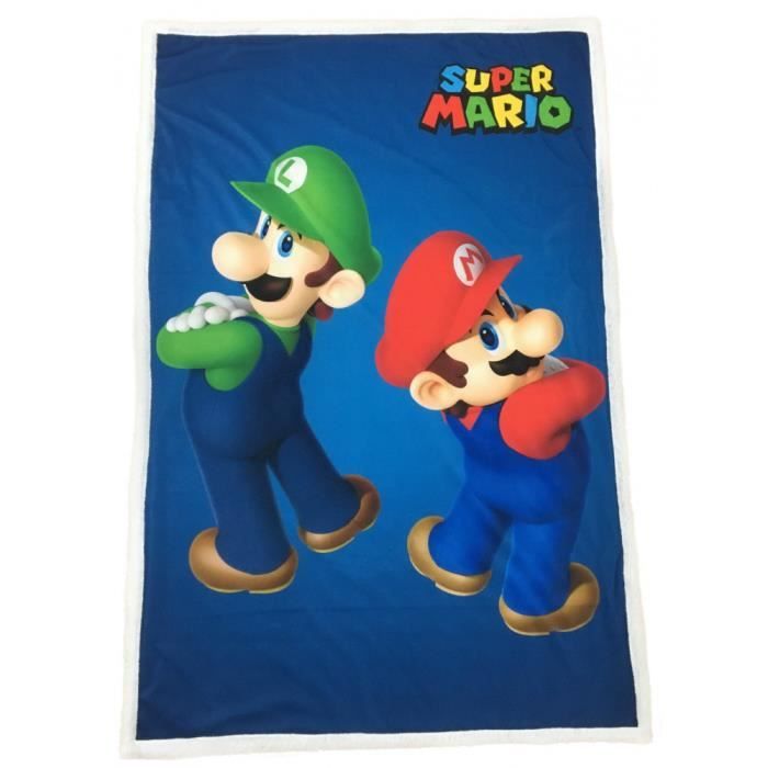 Couverture Super Mario - MARIOBROS - Contour Sherpa - Blanc - Enfant ...