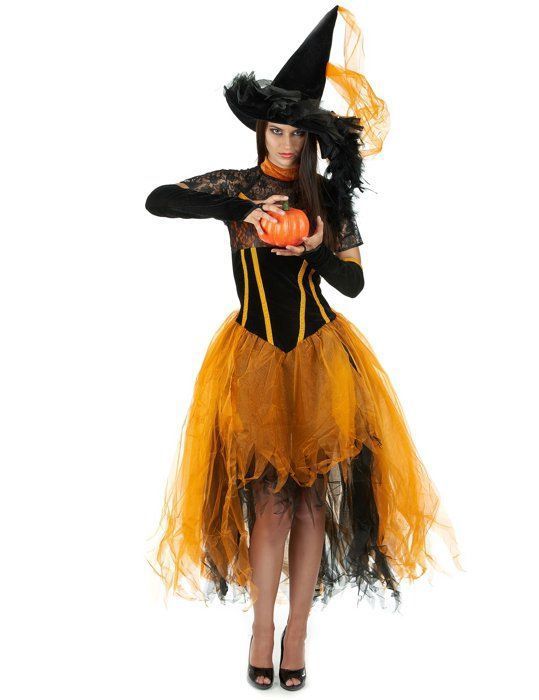 Déguisement sorcière dentellée orange femme Halloween - Marque - Modèle ... Déguisement sorcière dentellée orange femme Halloween - Marque - Modèle ...