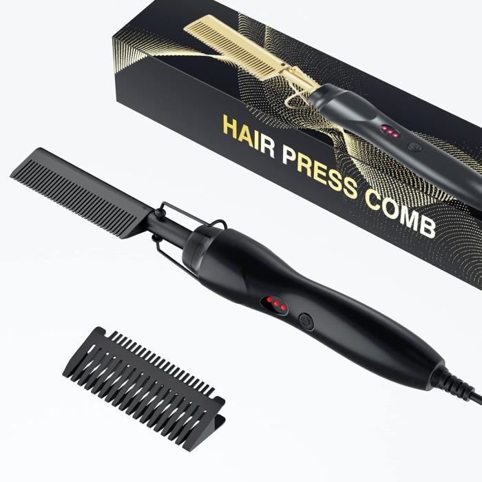 Peigne Cheveux,Peigne Chauffant - Peigne Lissant 2 En 1 Fer À Lisseur Peigne Afro Peigne Lisseur ...