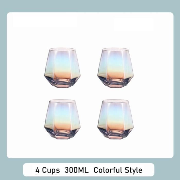 Coloré 4PCS Hexagonal Diamond Whisky Lunettes pour Scotch Cocktails ...