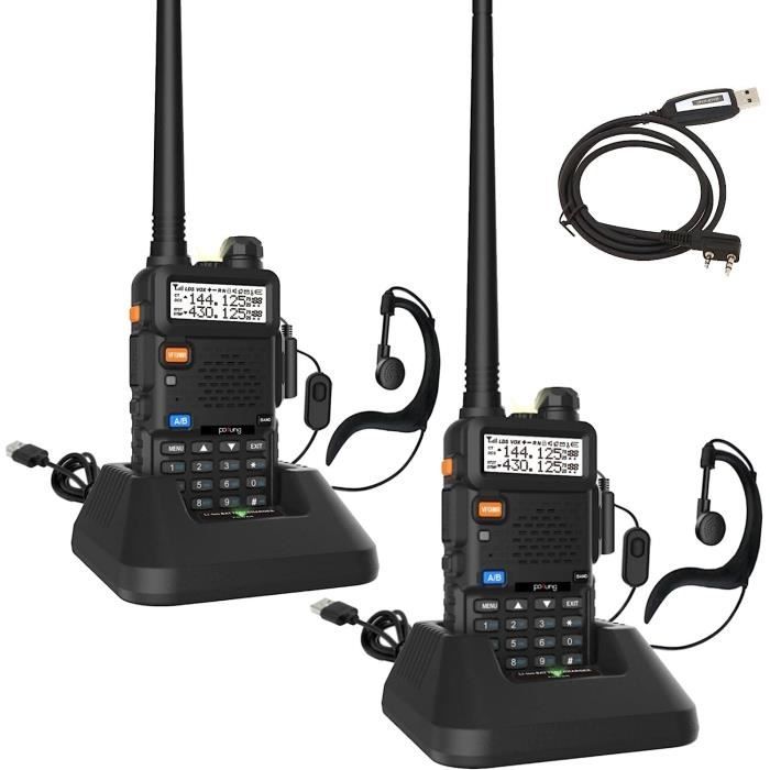 Walkie Talkie BF5RUV Double Bande VHF-UHF Radio VHF 144-146mhz UHF 430 ...
