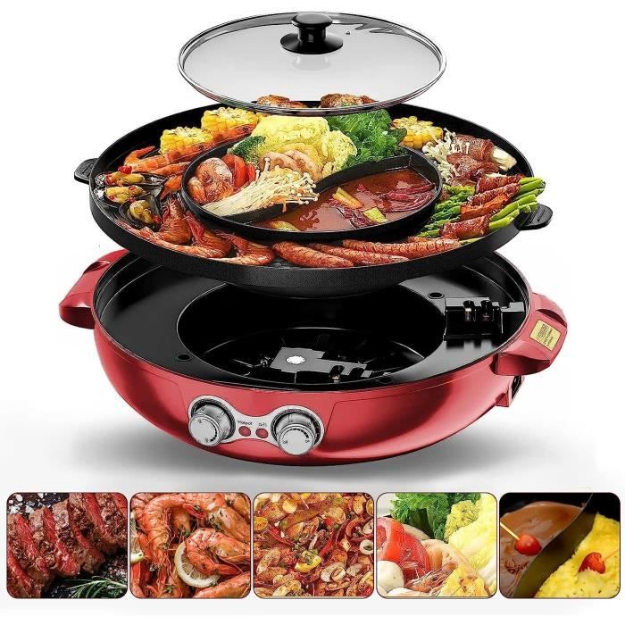 Gril Électrique et Fondue PaNt 2 En 1 Multifonctionnel Amovible ...