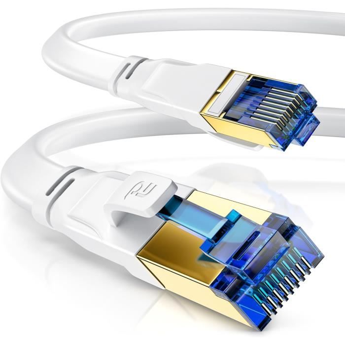 CSL – Câble réseau plat CAT 8.1 15 m 40 Gbits – Câble réseau LAN – Câble Ethernet CAT 8 Gigabit ...
