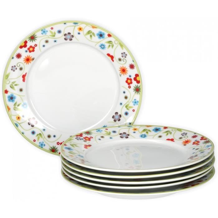 Van Well Lot de 6 Assiettes de petit déjeuner Série Vario Porcelaine ...