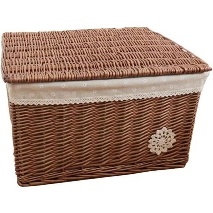 Paniers De Rangement En Rotin Avec Couvercle Tissé À La Main Grande ...