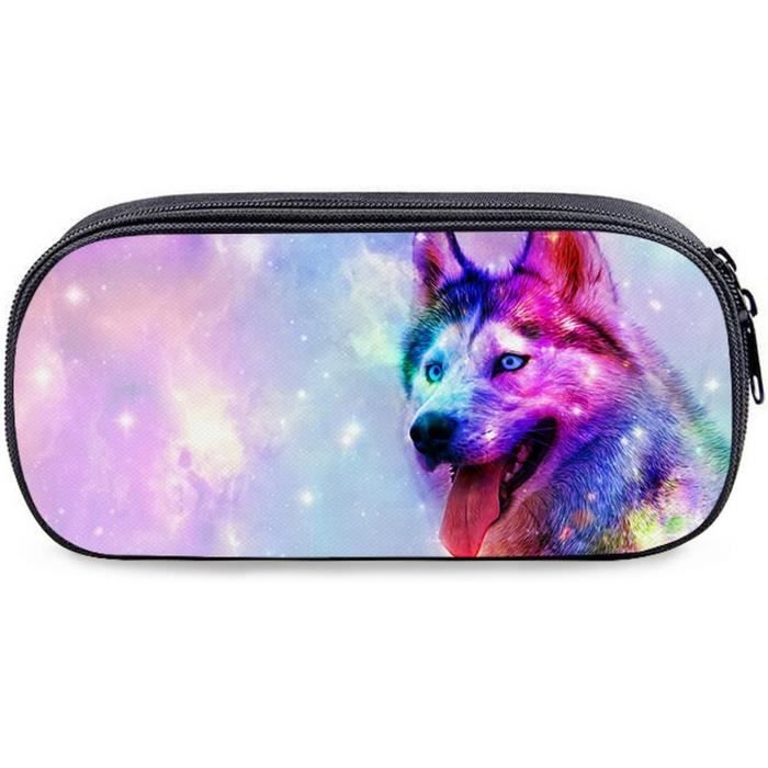 Trousse À Crayons Motif Loup Galaxie Pour Garçons - Trousse À Crayons ...