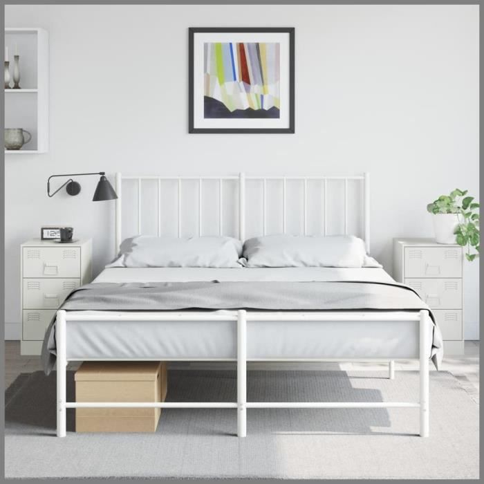 DXBK Tables de chevet 2 pcs blanc 34,5x39x62 cm acier 841786 ...