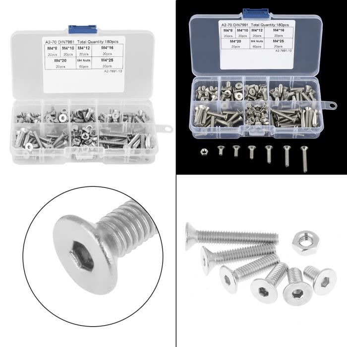 MAG Boulons Et crous Kit 180 Pièces M4 304 Vis en Acier Inoxydable Boulons Vis à Cloison Sèche ...