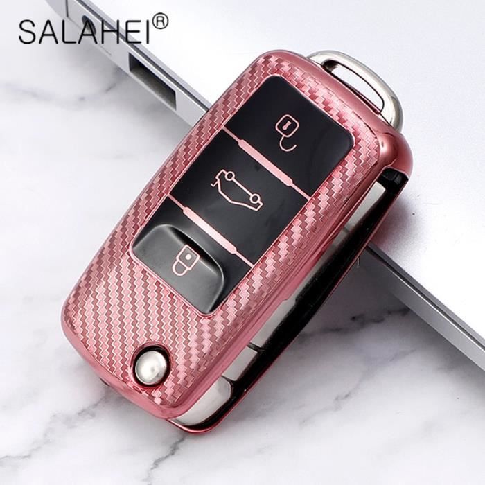 Fibre de carbone nouveau boîtier de clé de voiture pour Volkswagen VW ...