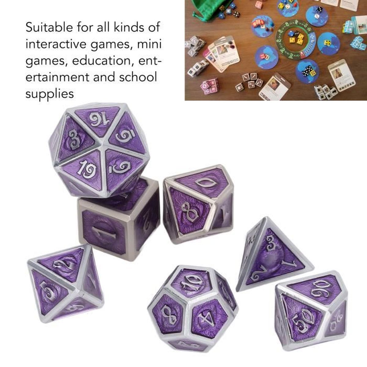 ESTINK jeu de dés 7 pièces dés multi-faces en métal décoration de la ...