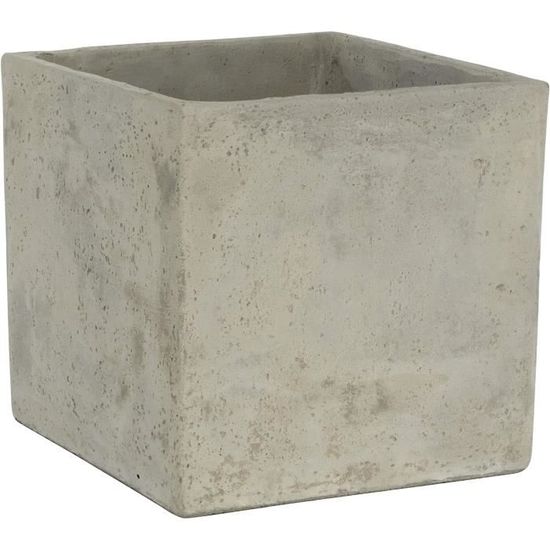 Gardengoodz Pot de fleurs carré en ciment naturel, 8 po, renforcé de ...