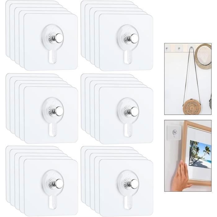 30 Accroche Tableau Sans Percer Fixation Murale Transparent Accroche ...