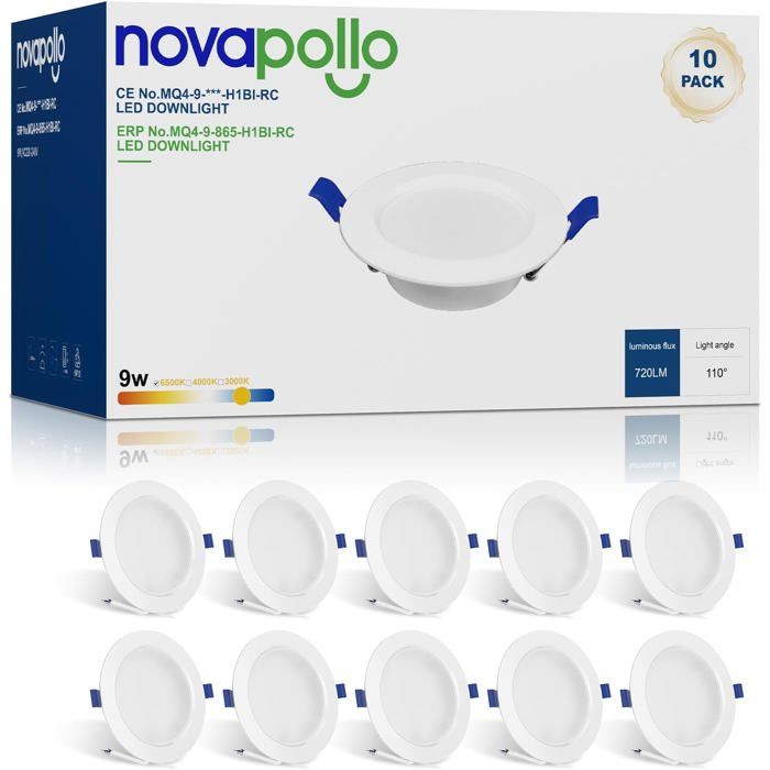 Spot LED Encastrable Spot 9W Novapollo Blanc Froide 6000K Lot de 10 ...