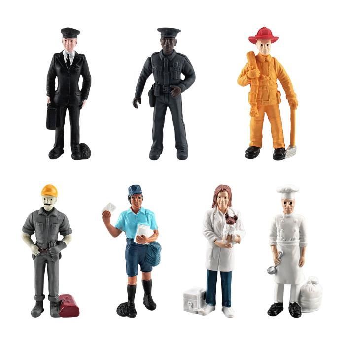 7pcs - Set décoratif coloré Baker Policeman Figurine peinte miniature ...