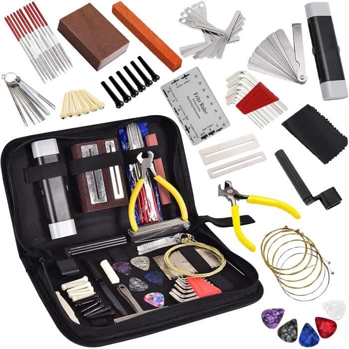 Kit d'outils de guitare - Luthier - 74 pcs - Sac de transport - Outils ...