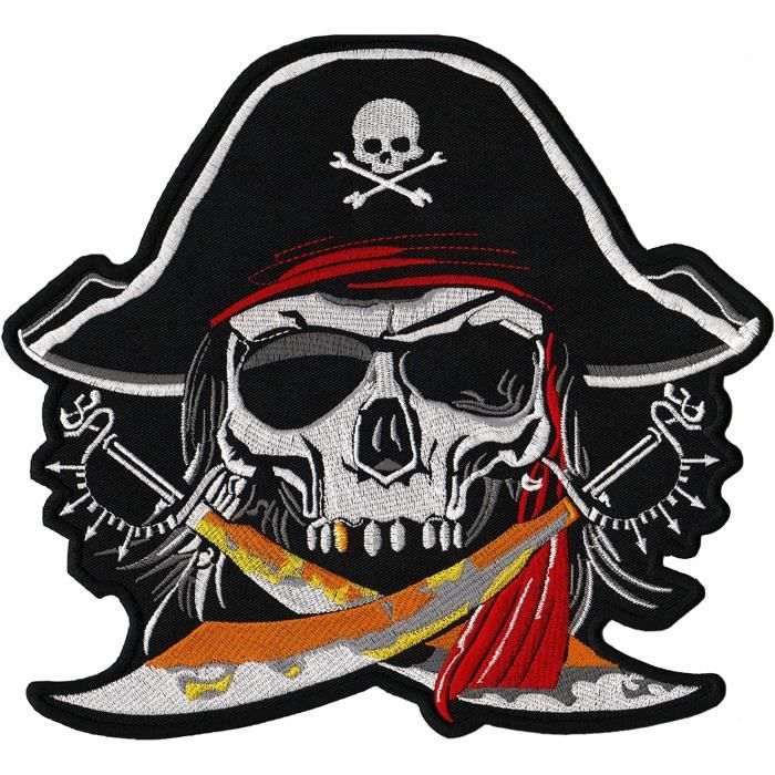 Écusson pirate - Motif tête de mort - XXL - 23 x 22 cm [386 ...