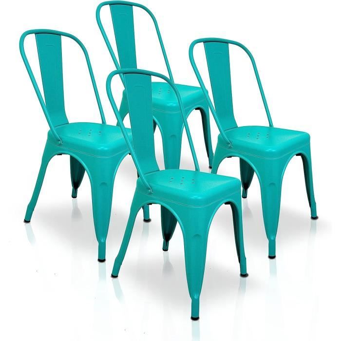 La Chaise Espagnole - Lot de 4 Chaises de style Tolix avec dossier ...