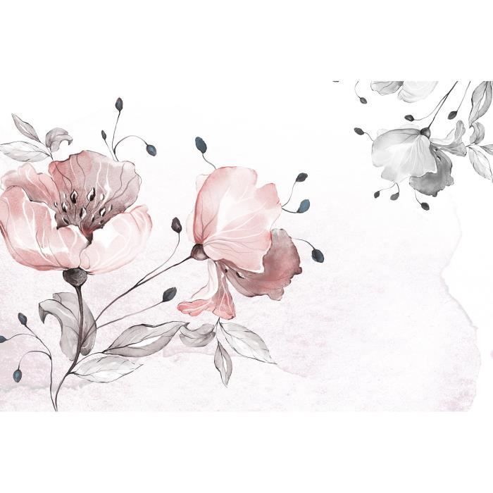 Art Murals Papiers Peints Vinyle, Fleur en gris et rose, 360x240 cm ...