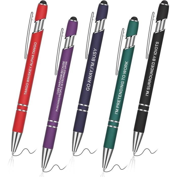 5 Pack Stylos à Bille Rétractables Set de Bic à Bille de Motivation ...