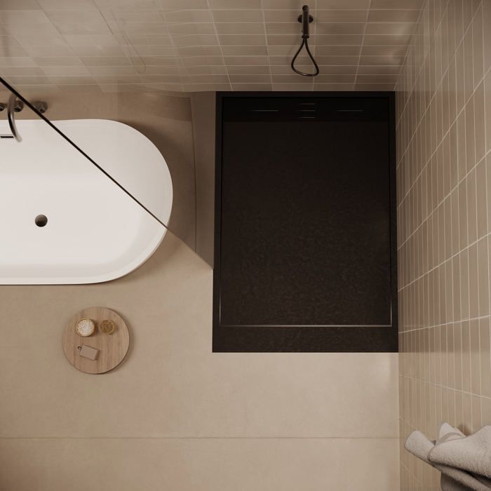 Receveur de douche 90 x 150 cm extra plat noir SALVI en SoliCast ...