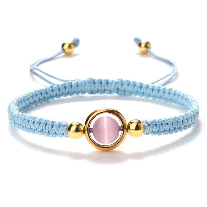 Bracelet en corde tressée à la main couleur argent porte bonheur noué ...