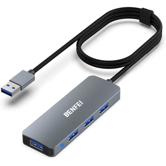 Hub Usb, Ultra-Slim Usb 3.0 Hub Usb 4 Ports Avec Câble De 1 Mètre ...