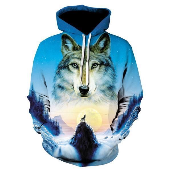 Sweat à capuche - Mode - loup Animal 3D - Mixte - Manches longues - Col ...