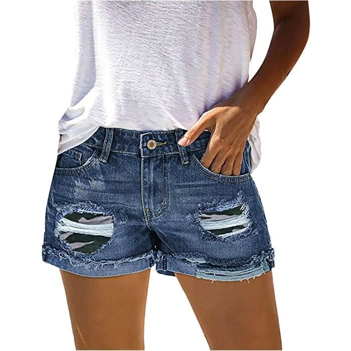 Short En Jean Pour Femme Été Trou Courtes Jeans Hot Shorts Court Denim ...