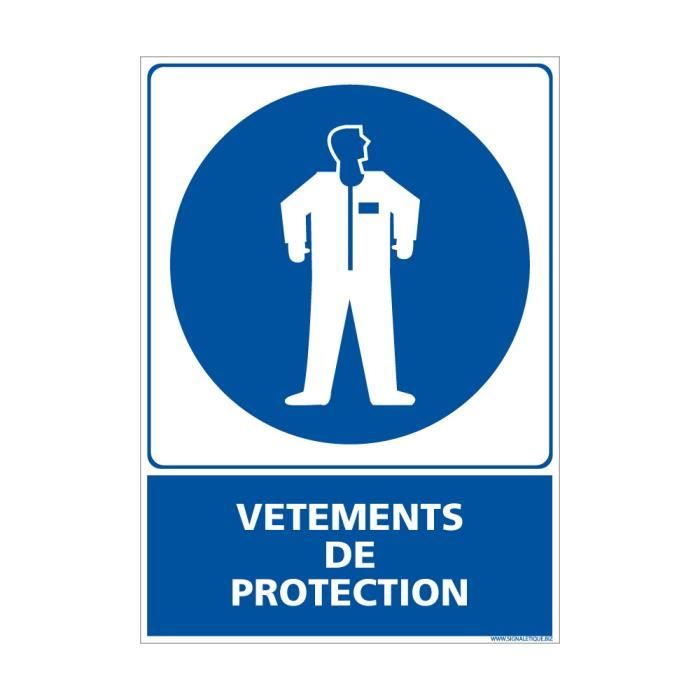 Panneau d'obligation vêtements de protection obligatoire - Adhésif - 75 ...