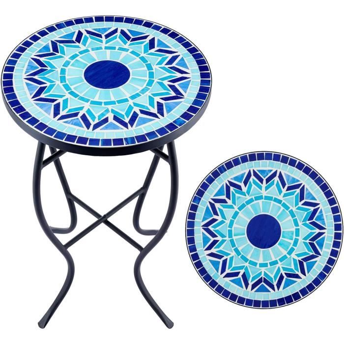 VONLUCE Table d'Appoint Ronde Mosaïque en Céramique de Jardin 14" (35 ...