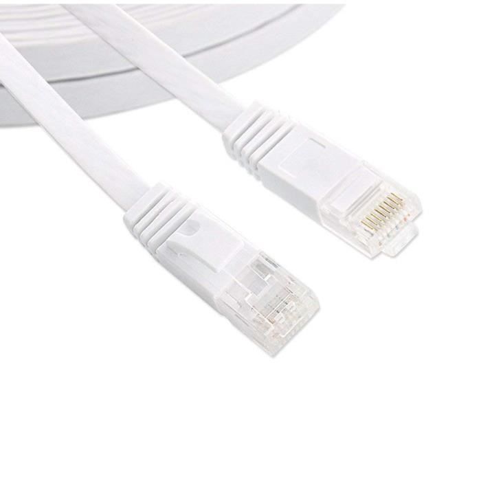 WHITE-2m -Câble réseau Ethernet plat CAT6,pour raccordement Lan RJ45 ...