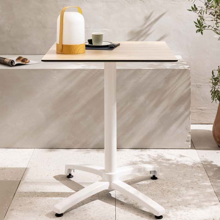 Table de terrasse 60 x 60 cm inclinable stratifié chêne clair - Oviala ...