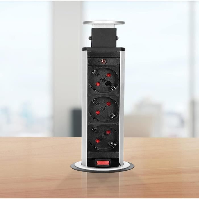 Multiprise Encastrable Rétractable 3 Prises Avec Câble 1,8M 3680W ...