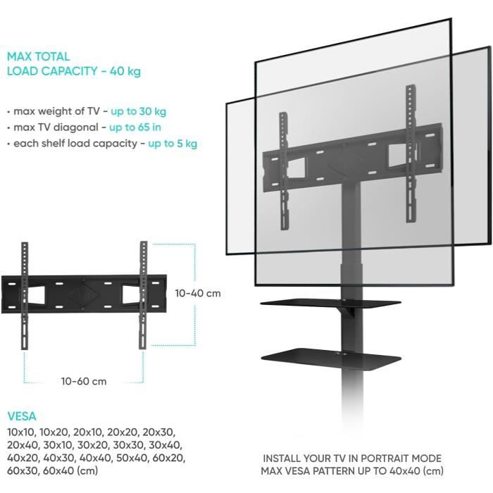 Ts5550 Support Tv Sur Ped, Pied De Sol Pour Télé Meuble Pour Téléviseur ...