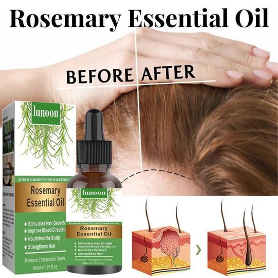 Huile Essentielle de Romarin pour la Croissance des Cheveux,Sourcils et Cils,Huile de Traitement ...