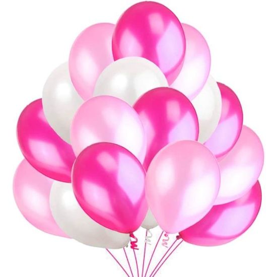 50 Ballons Rose Blanc Fuchsia. Ballons De Baudruche Rose Perlé Nacré ...