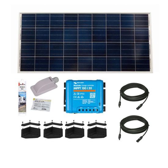 PACK VICTRON Panneau Solaire BlueSolar 215W Monocristallin Camping-Car + Chargeur Solaire + Kit ...